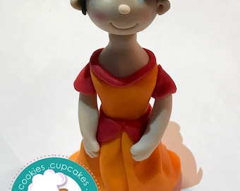 Fondant Princess Cake Topper Step by Step Video Tutorial With Template ...