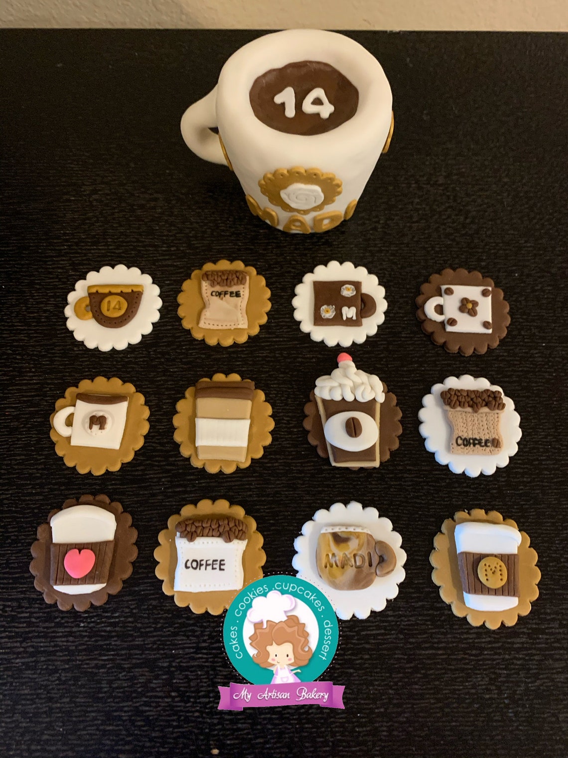 Coffee Fondant Cake Topper | Etsy