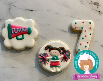 1 Dozen - Personalized Cheerleading Theme Sugar Cookies, Cheer Party ...