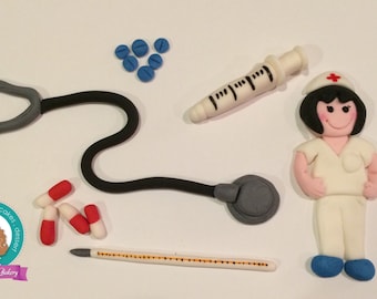 Fondant Nurse Doctor Cake Toppers Graduation Cake Toppers Medical Cake ...