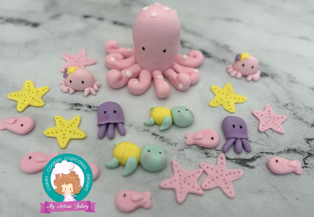 Sea Creatures Fondant Cake Topper - Etsy