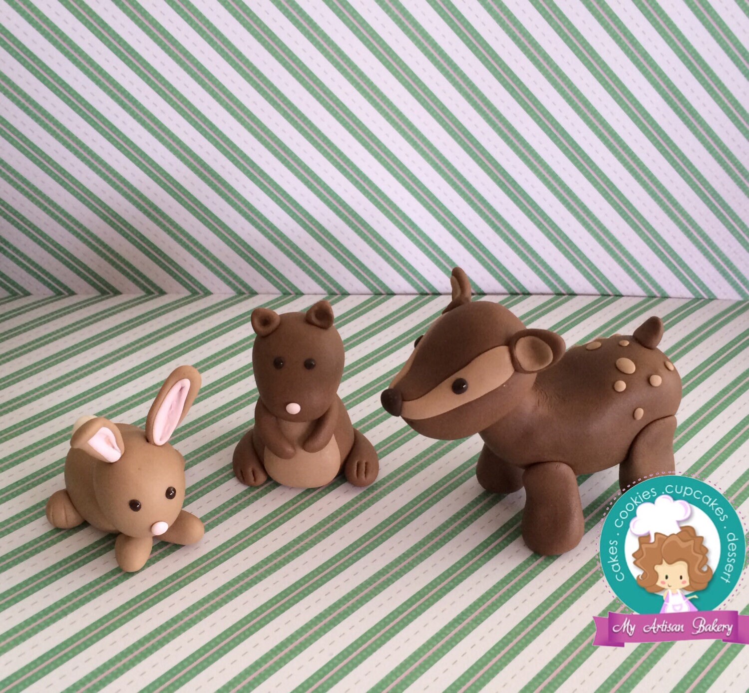 Baby Reindeer Bunny and Squirrel Fondant Cake Topper - Etsy