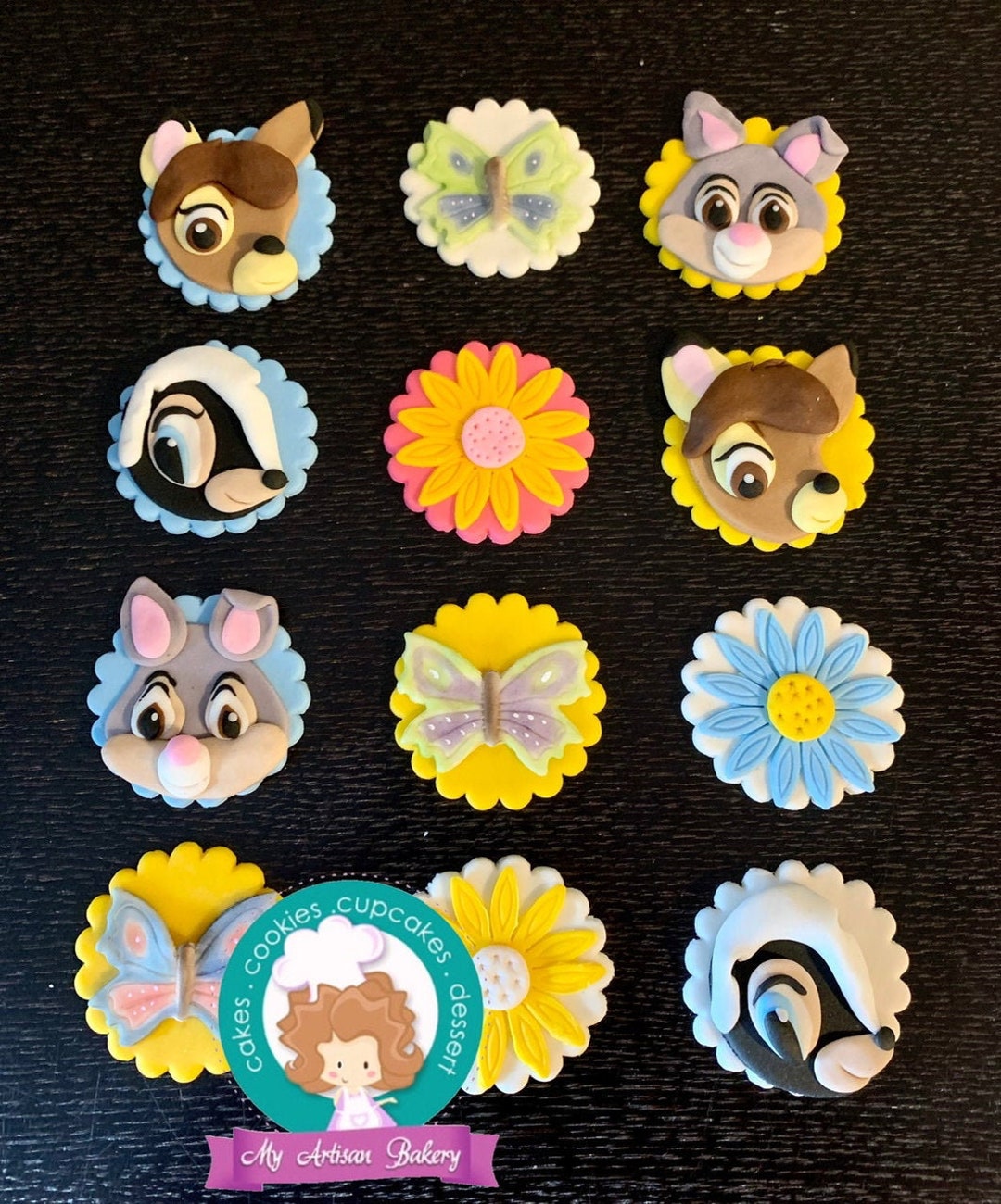 Bambi Inspired Fondant Cupcake Toppers - Etsy