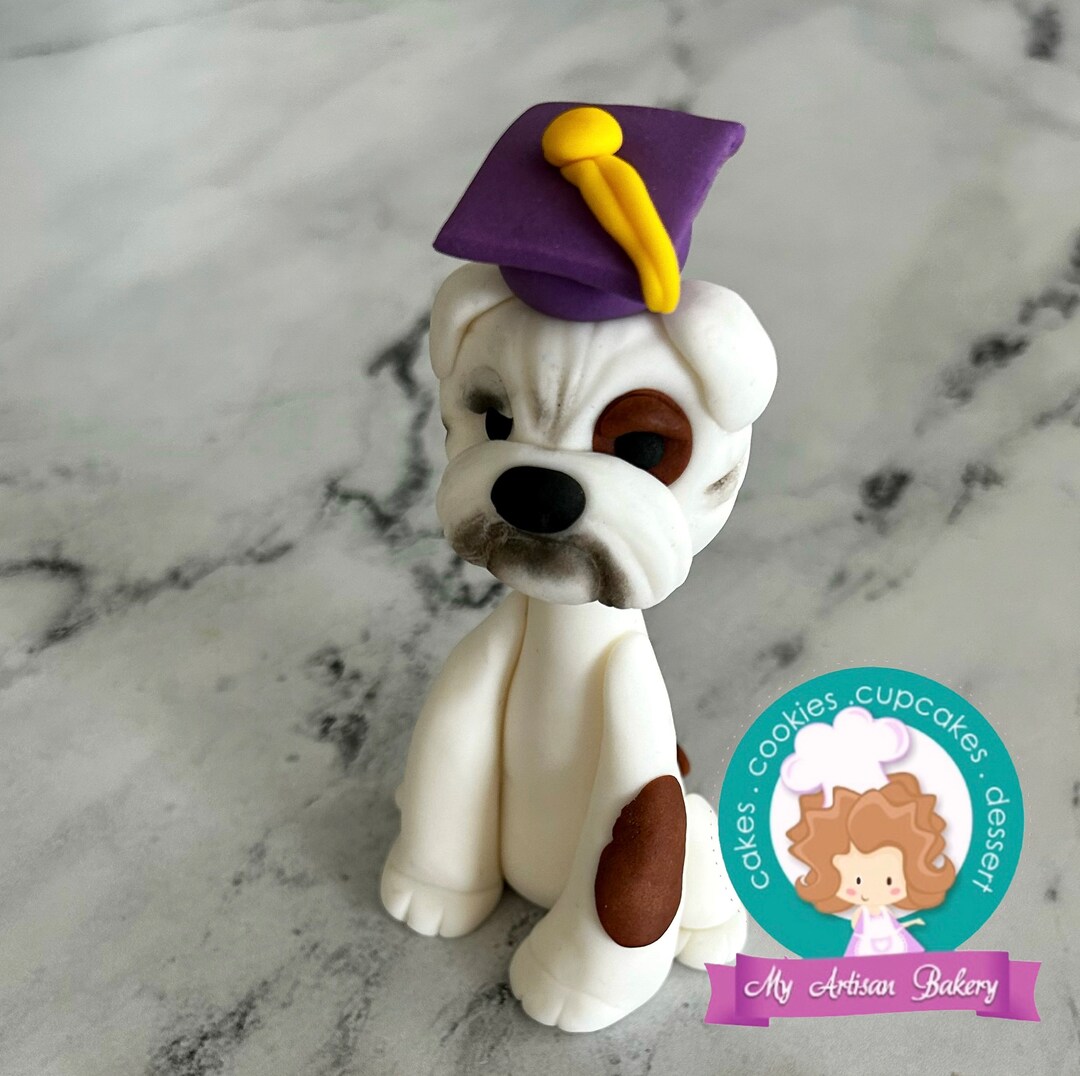 Graduation Bulldog Fondant Cake Topper - Etsy