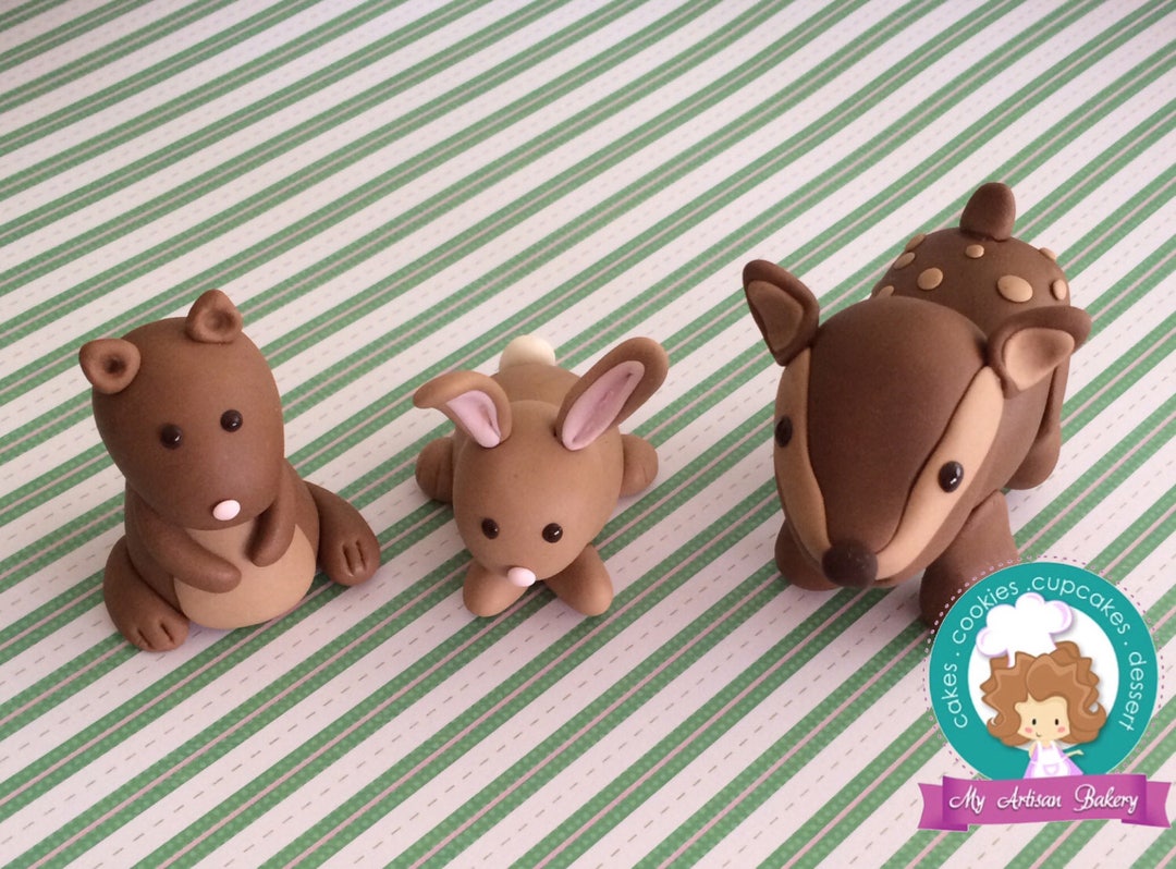 Baby Reindeer, Bunny and Squirrel Fondant Cake Topper - Etsy