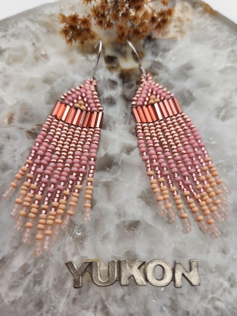 In the Pink Hand Beaded Earrings, Canadian Jewelry, Made in Canada ...
