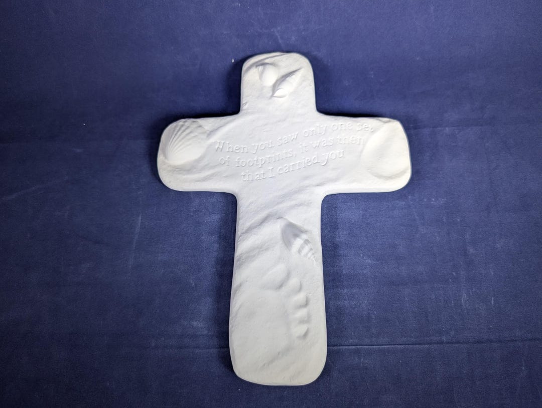 Footprints in the Sand Poem on Cross Ready to Paint Ceramic Bisque ...
