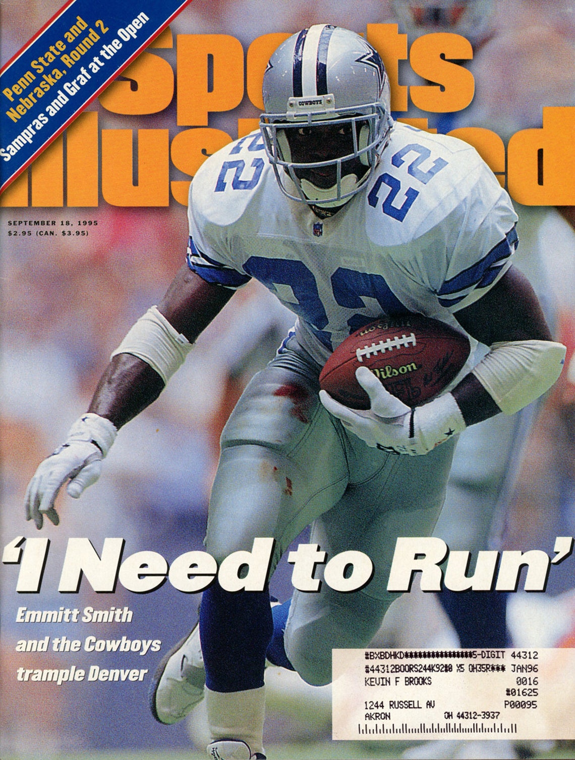 Sports Illustrated Magazine 9/18/1995 Emmitt Smith Cover - Etsy