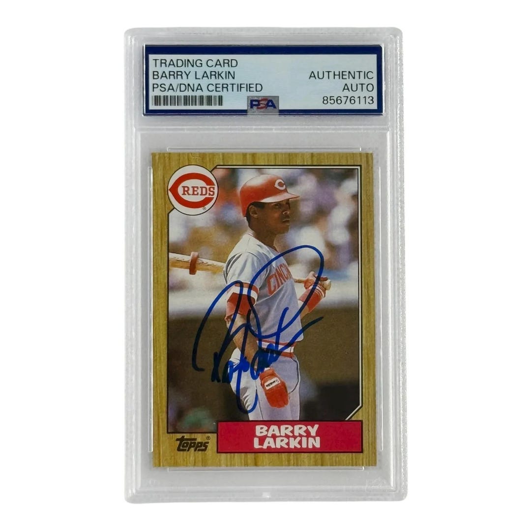 Barry Larkin Autographed 1987 Topps Rookie Card #648 PSA Authenticated ...