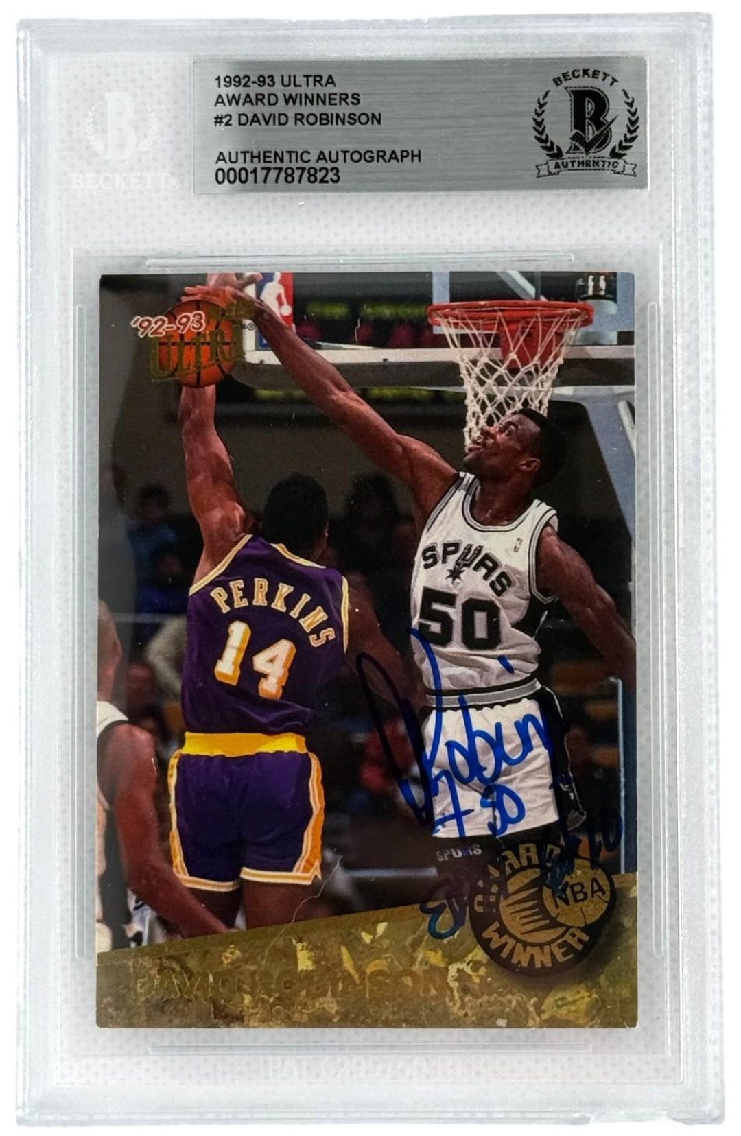 San Antonio Spurs David Robinson Autographed 92-93 Ultra Award Winners ...