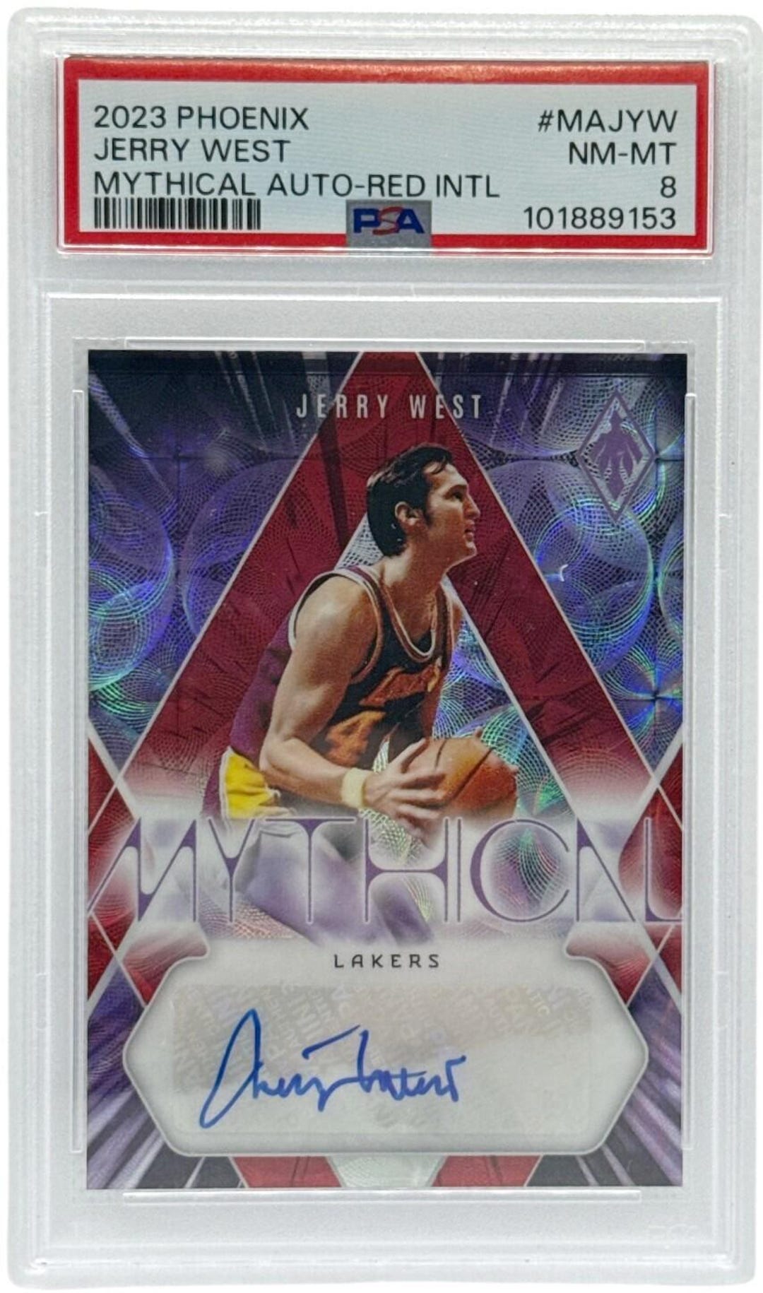 Jerry West Autographed Lakers Card: 2023 Phoenix Red International ...