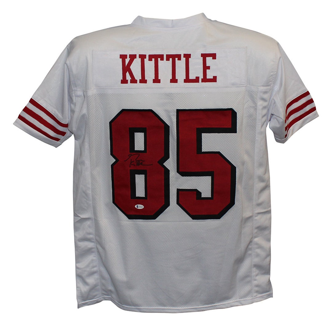 George Kittle Autographed/signed Pro Style White XL Jersey BAS 30008 - Etsy