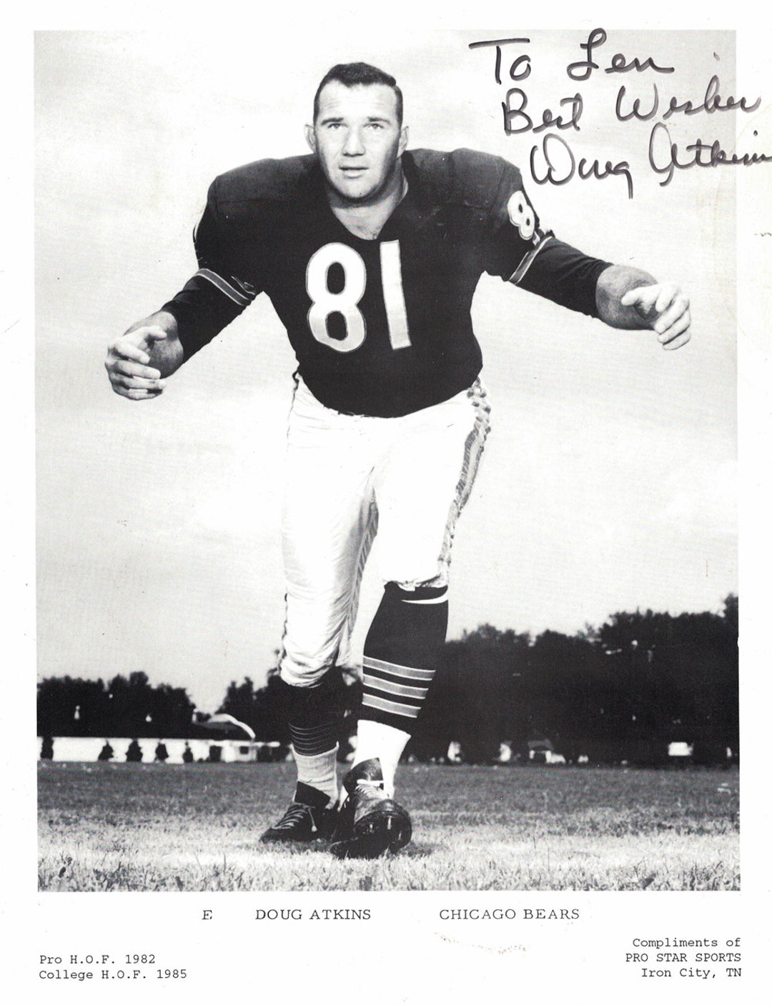 Doug Atkins Autographed/signed Chicago Bears 8x10 Photo Personalized - Etsy