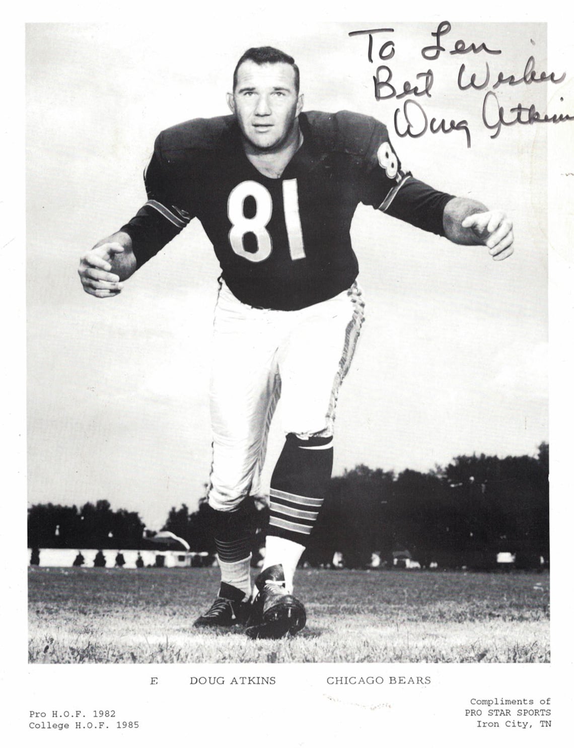 Doug Atkins Autographed/signed Chicago Bears 8x10 Photo Personalized - Etsy