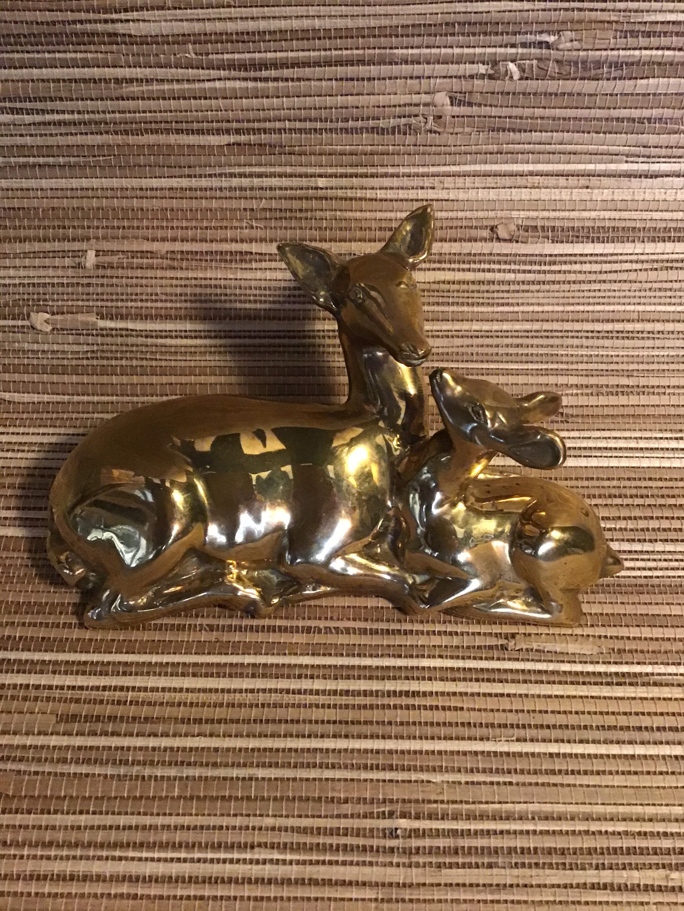 Vintage Brass Deer Nuzzling - Etsy
