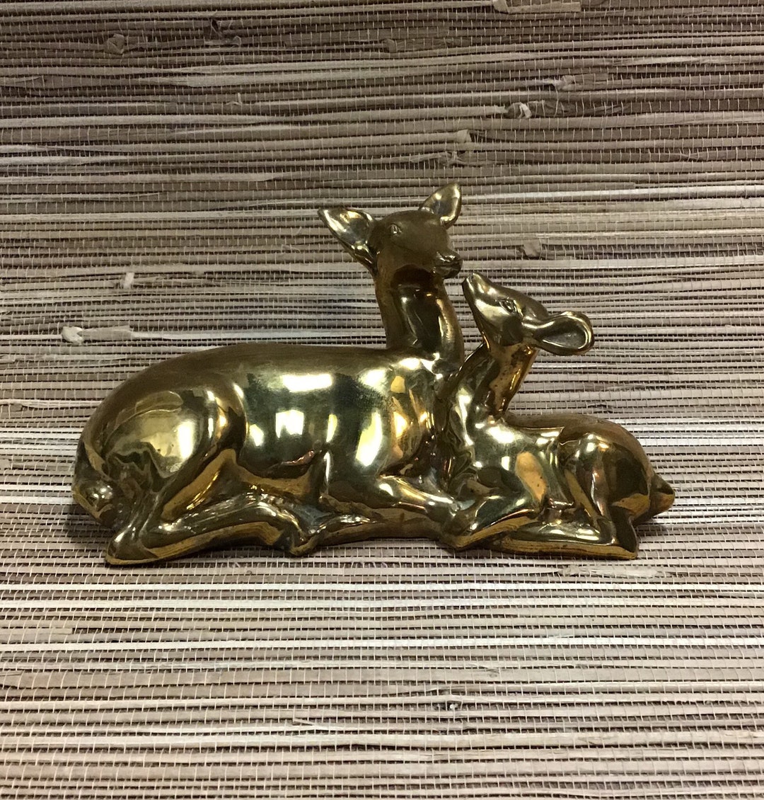 Vintage Brass Deer Nuzzling - Etsy