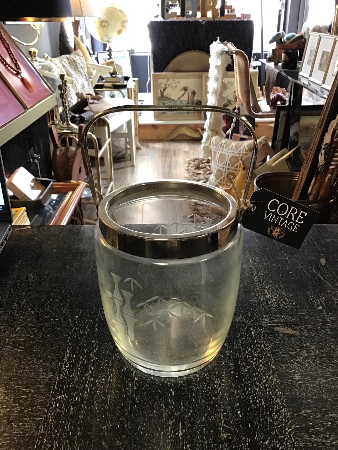 Mini Bamboo Etched Glass Ice Bucket Wine Chiller - Etsy