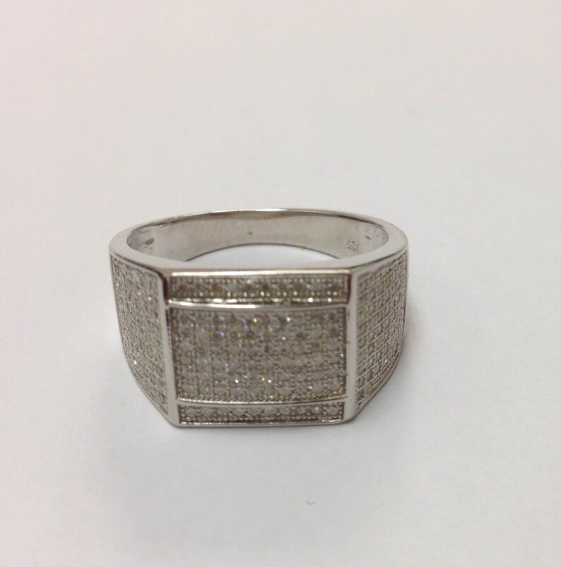Stunning Men 925 Silver CZ Ring - Etsy