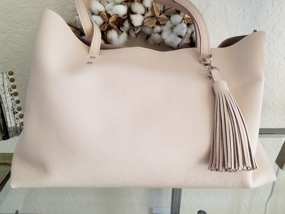 Sweet Blush Colored Leather Tote Bag. so Luscious, Soft Pale Pink Top ...