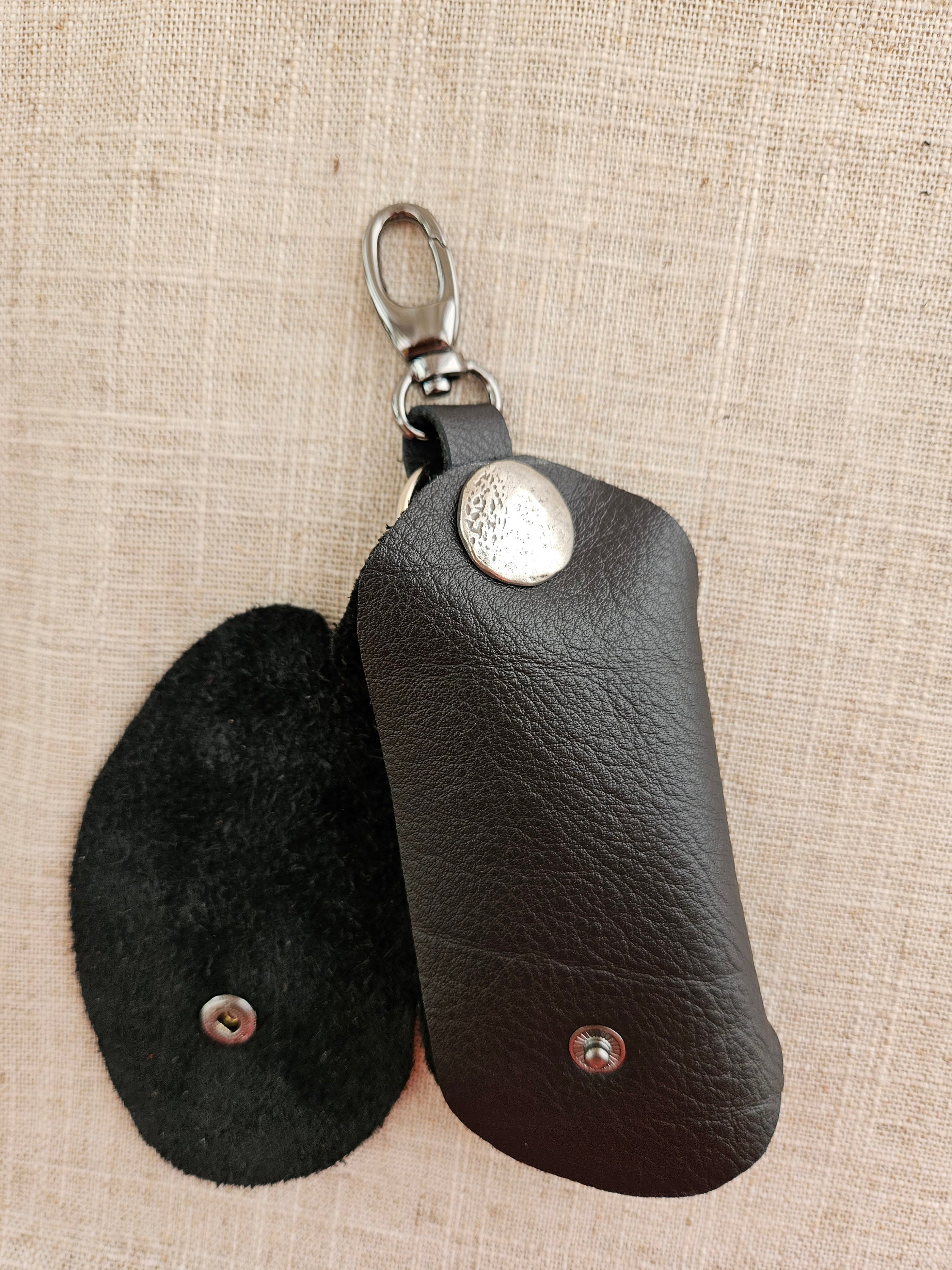 Leather Key Fob Cover for Standard Sized Keyless Fobs, Black Leather ...