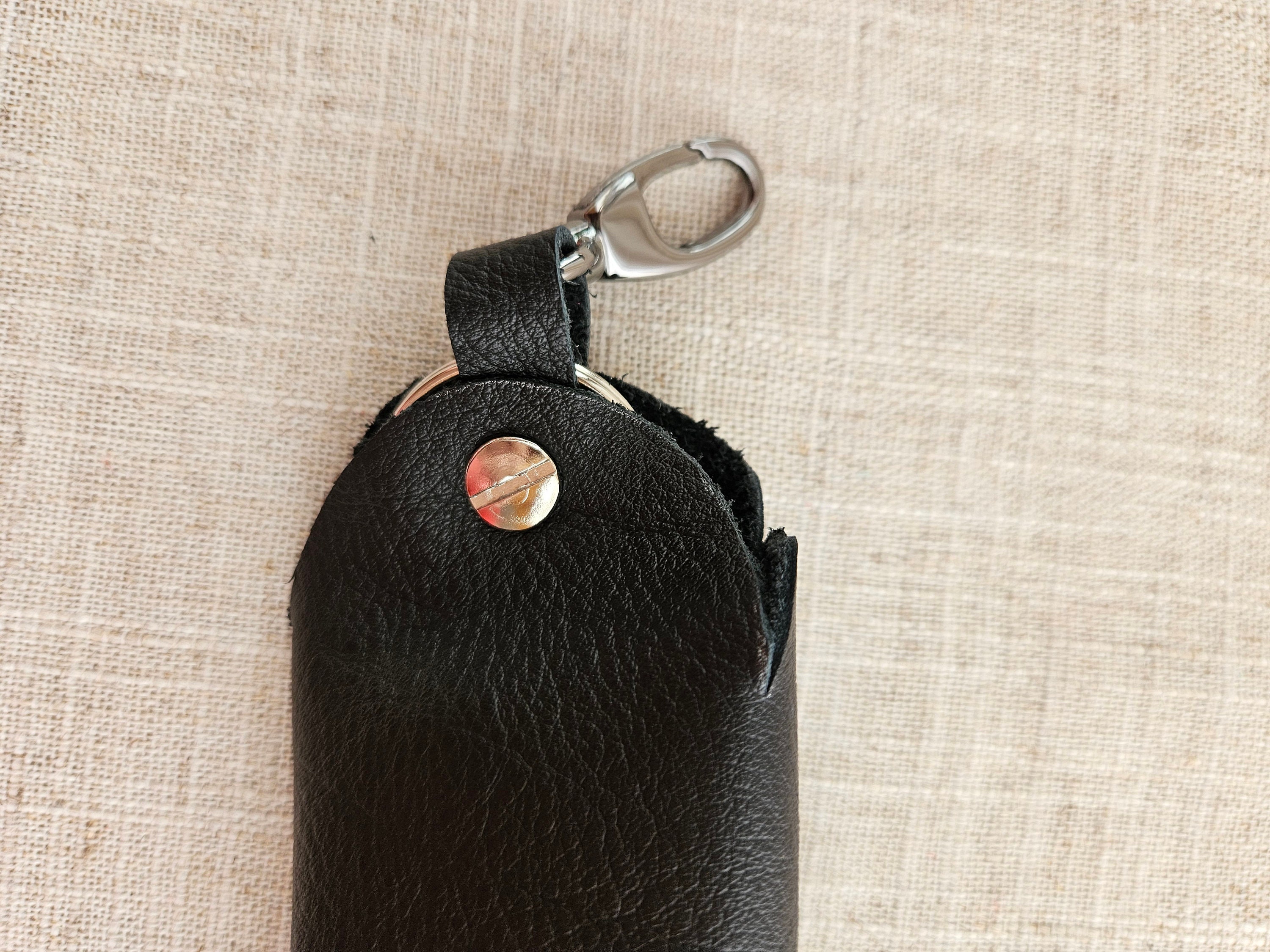 Leather Key Fob Cover for Standard Sized Keyless Fobs, Black Leather ...