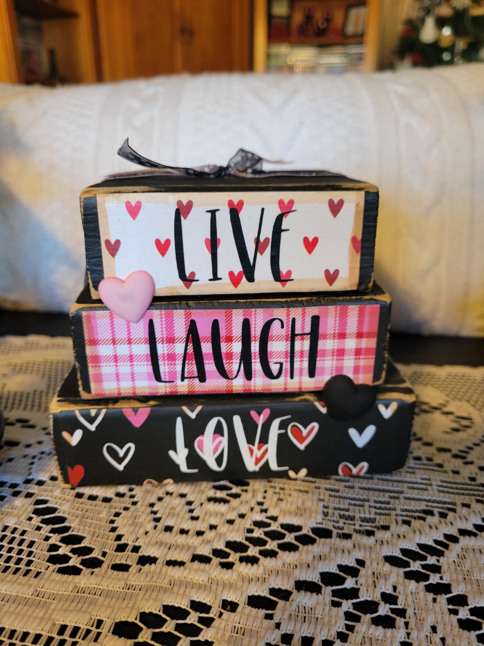 Live, Laugh, Love, Wood Block Stacker, Country Farmhouse Sign ...