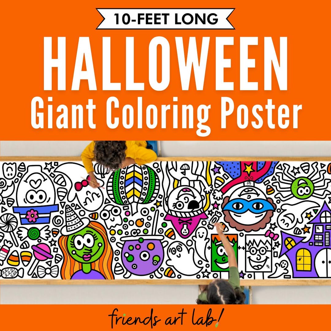 GIANT 10-foot HALLOWEEN Coloring Page Banner | Coloring Poster ...
