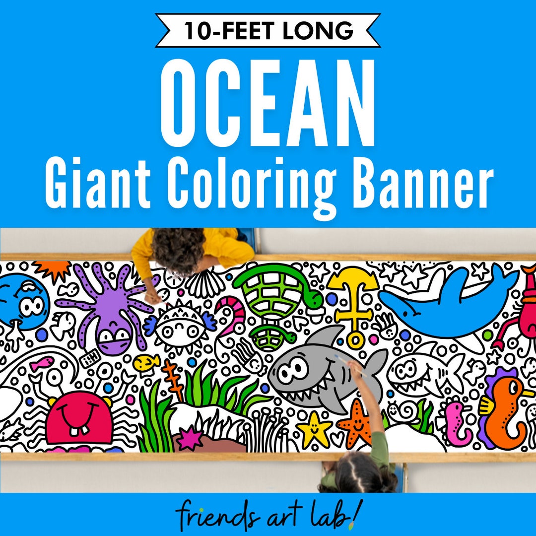 GIANT 10-foot OCEAN Coloring Page Banner Coloring Poster Under the Sea ...