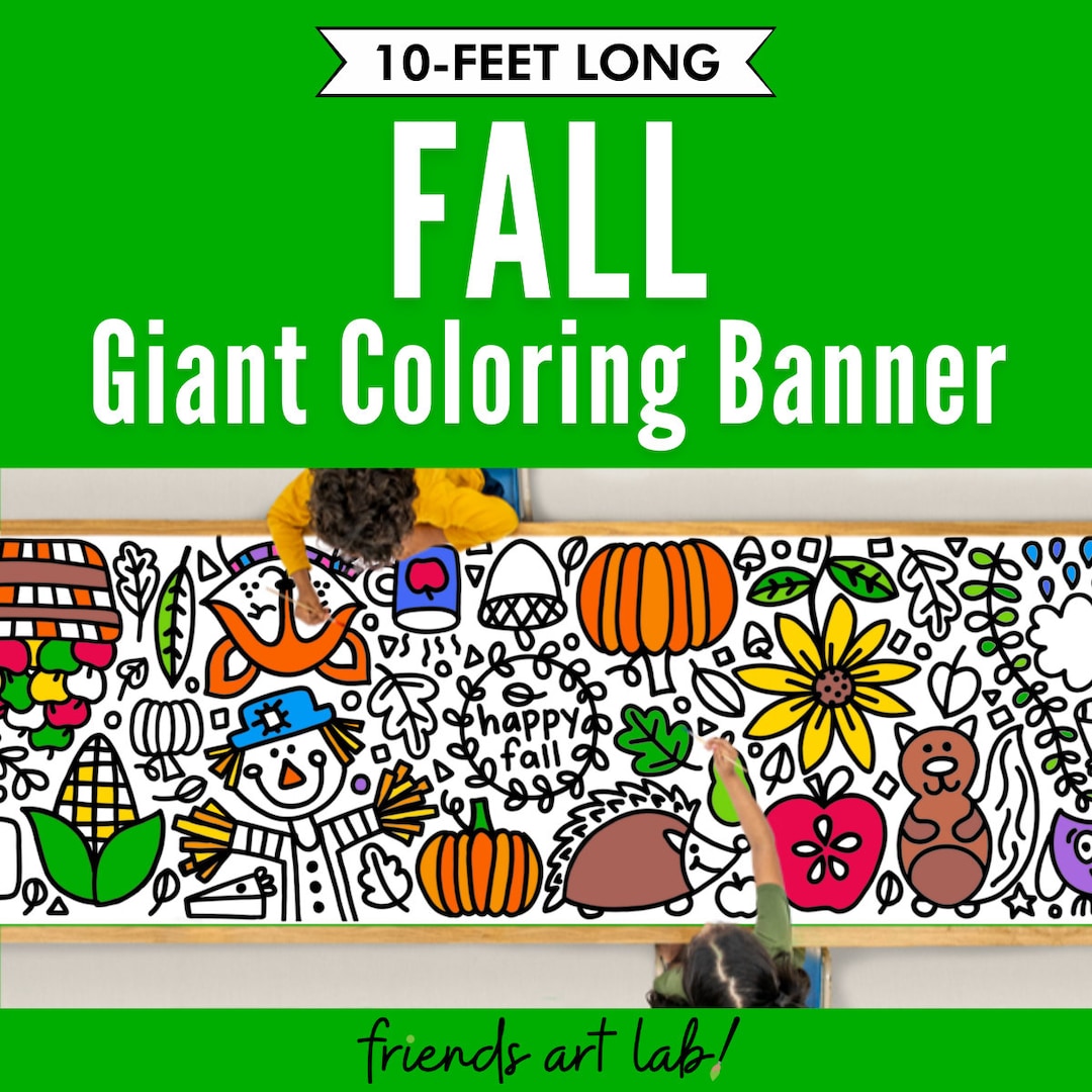 GIANT 10-foot FALL Coloring Page Banner Coloring Poster Fall Decoration ...