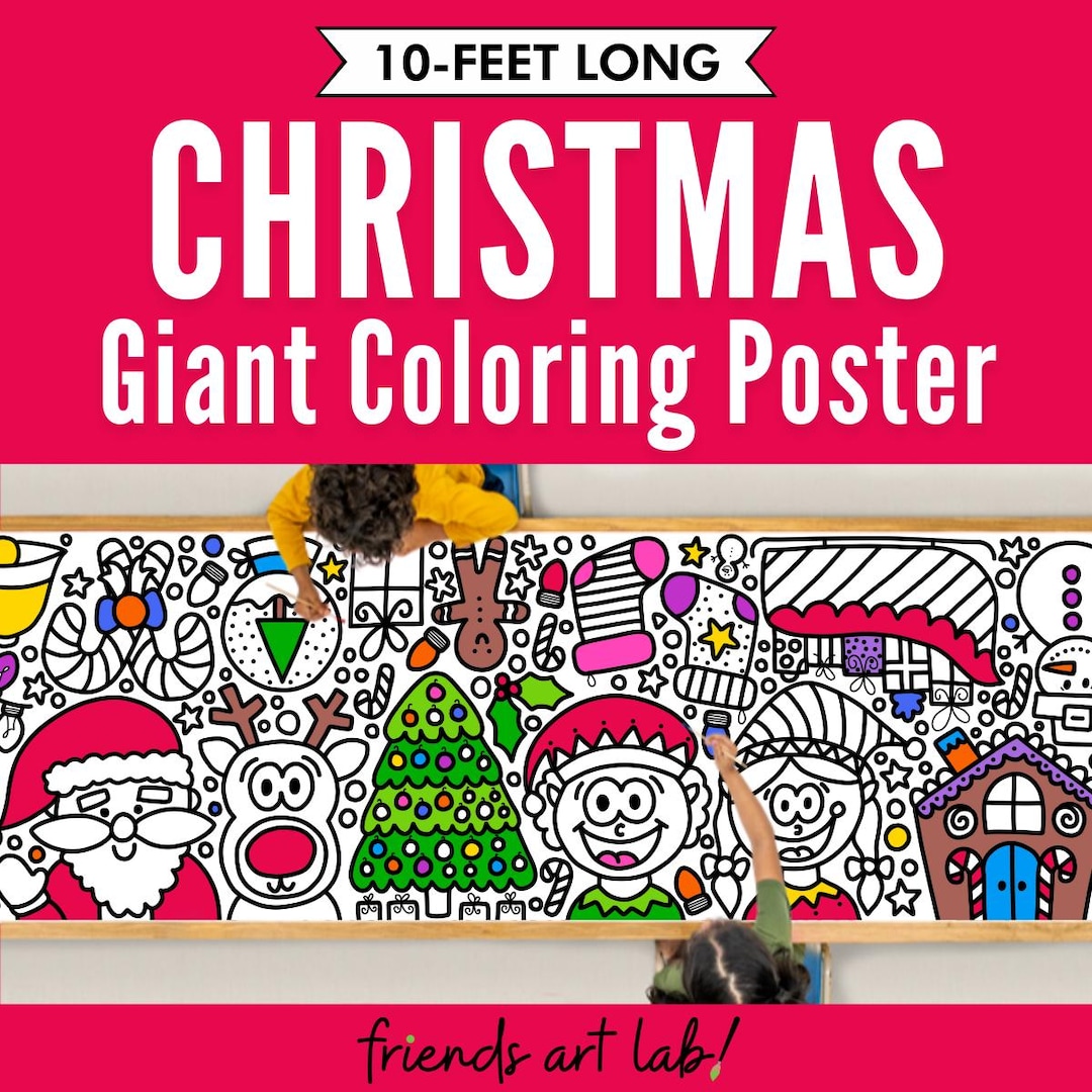 GIANT 10-foot CHRISTMAS Coloring Page Banner | Coloring Poster ...