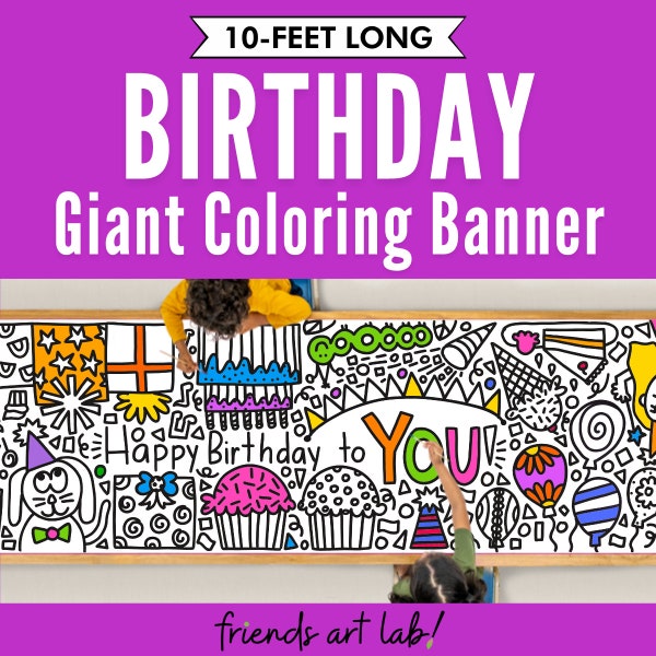 Birthday Banner Coloring - Etsy