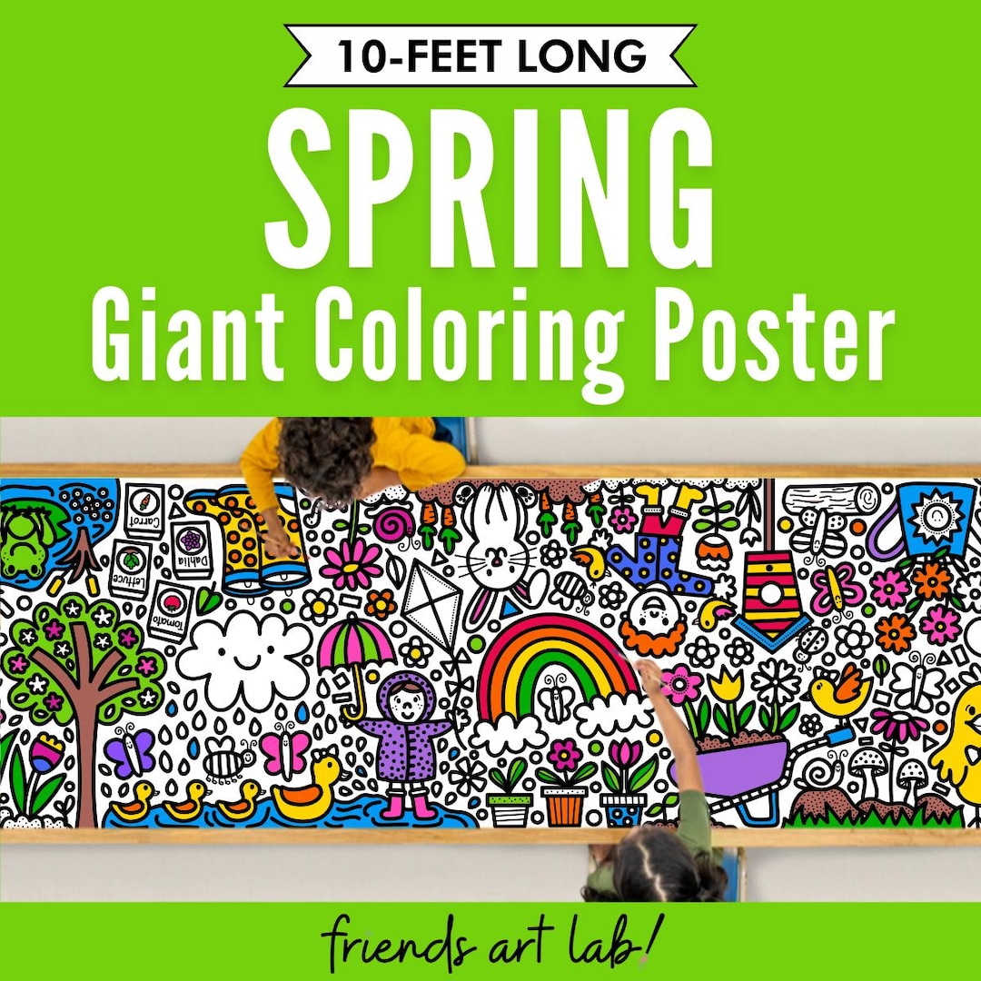 GIANT 10-foot SPRING Coloring Page Banner | Coloring Poster | Kids ...