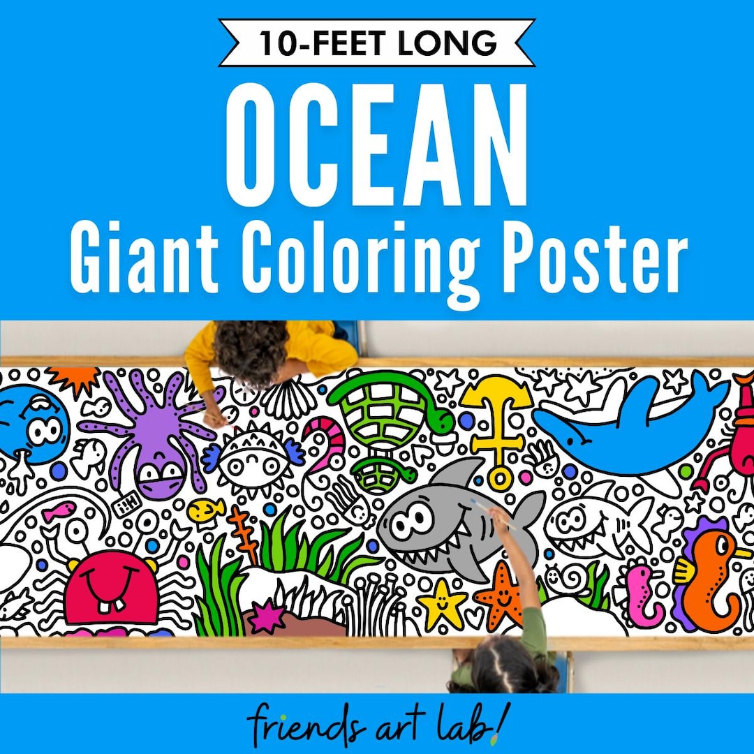 GIANT 10-foot OCEAN Coloring Page Banner | Coloring Poster | Under the ...