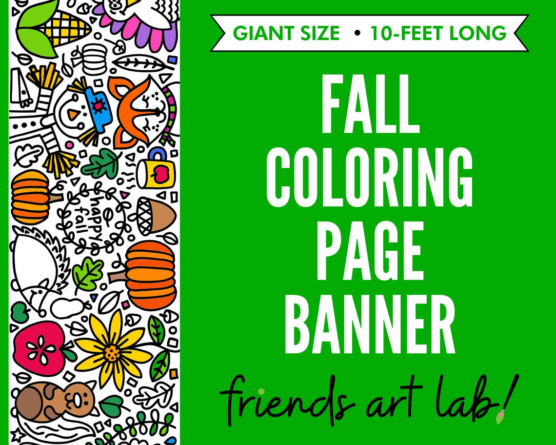GIANT 10-foot FALL Coloring Page Banner Coloring Poster - Etsy