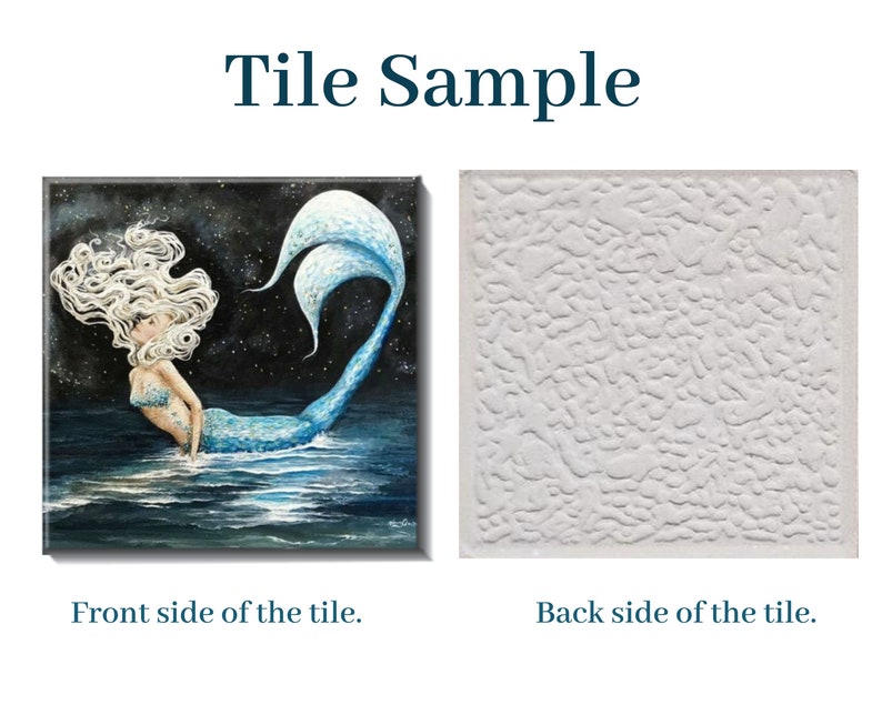 Mermaid Ceramic Tile on Beach at Night Coastal Home - Etsy