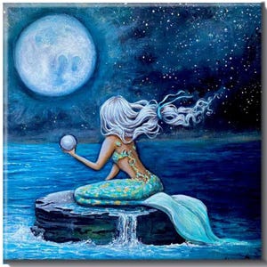 Mermaid Moon Ceramic Tile, Kitchen or Bathroom Backsplash Decor - Etsy