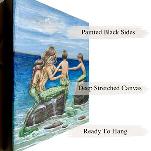 Mermaid Family Canvas Painting, Mom With Daughter and Sons Art - Etsy