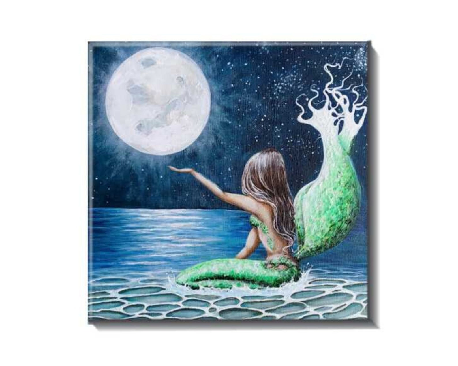 Mermaid Moon Ceramic Tile Coastal Decor, Ocean Backsplash Tiles for ...