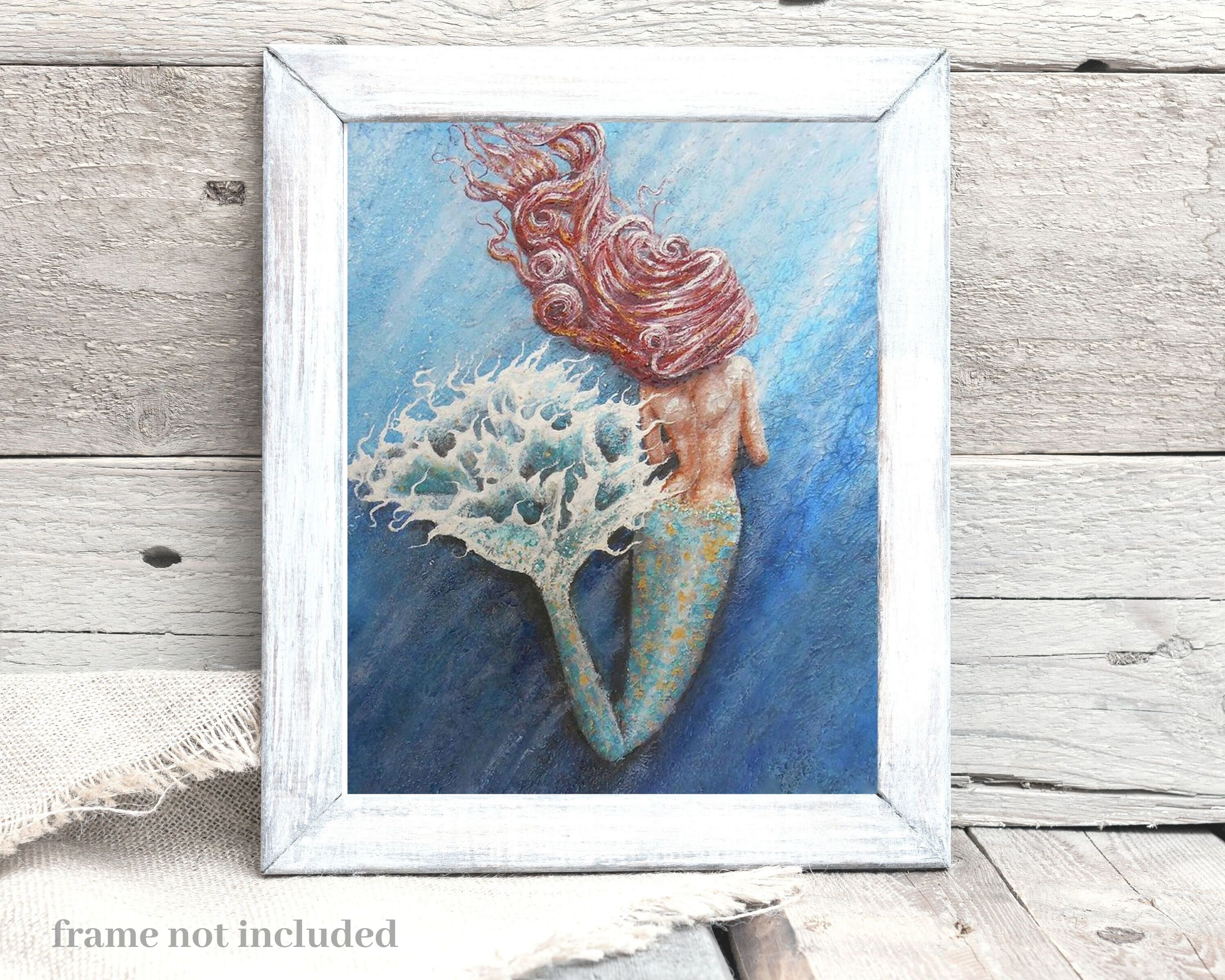 Mermaid print coastal home wall art beach house decor | Etsy