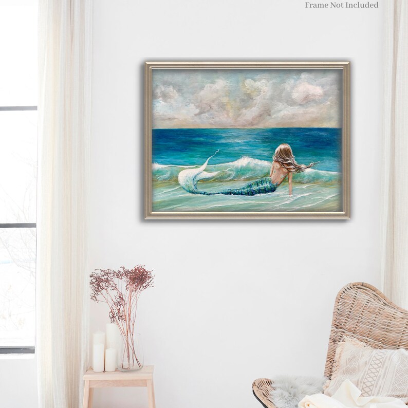 Coastal Home Decor Mermaid Beach House Art Seascape Print | Etsy