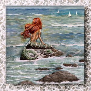 Mermaid Tile, Beach Home Decor, Backsplash Ceramic Ocean Accent - Etsy