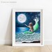 Mermaid Moon Art, Night Ocean Fantasy Print, Coast Home Decor - Etsy