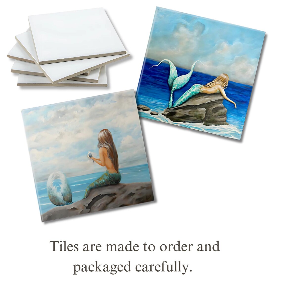 Mermaid Ceramic Tile, Decorative Beach House Decor - Etsy