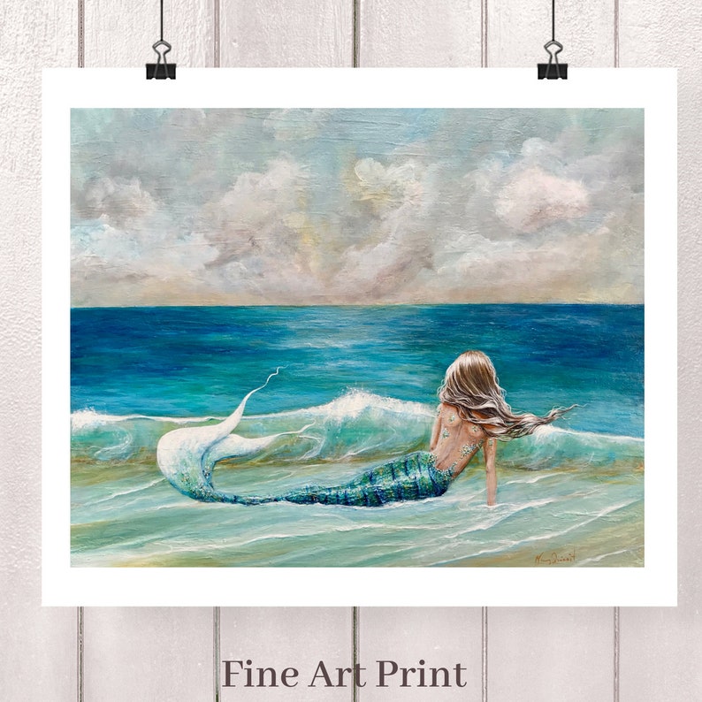 Coastal Home Decor Mermaid Beach House Art Seascape Print | Etsy