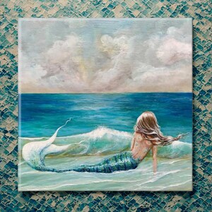 Mermaid Beach Ceramic Tile, Coastal Backsplash Kitchen or Bathroom ...