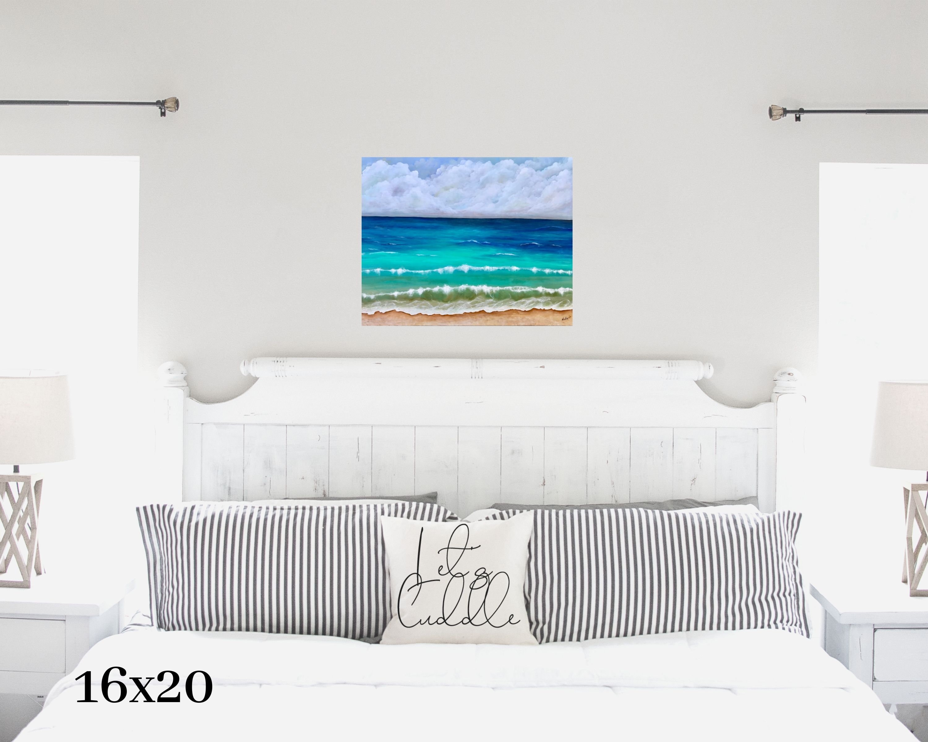 Beach painting ocean wall art print | Etsy