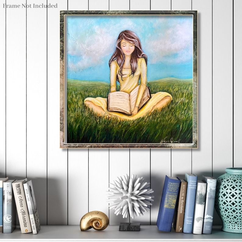 Girl Reading Art Woman With Book Print Library Decor - Etsy