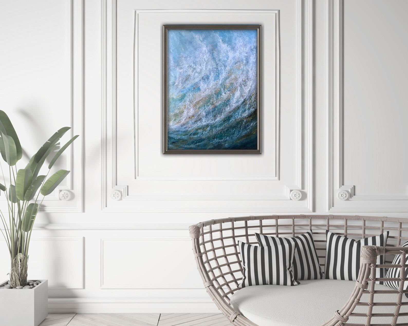 Abstract wave print beach house decor | Etsy