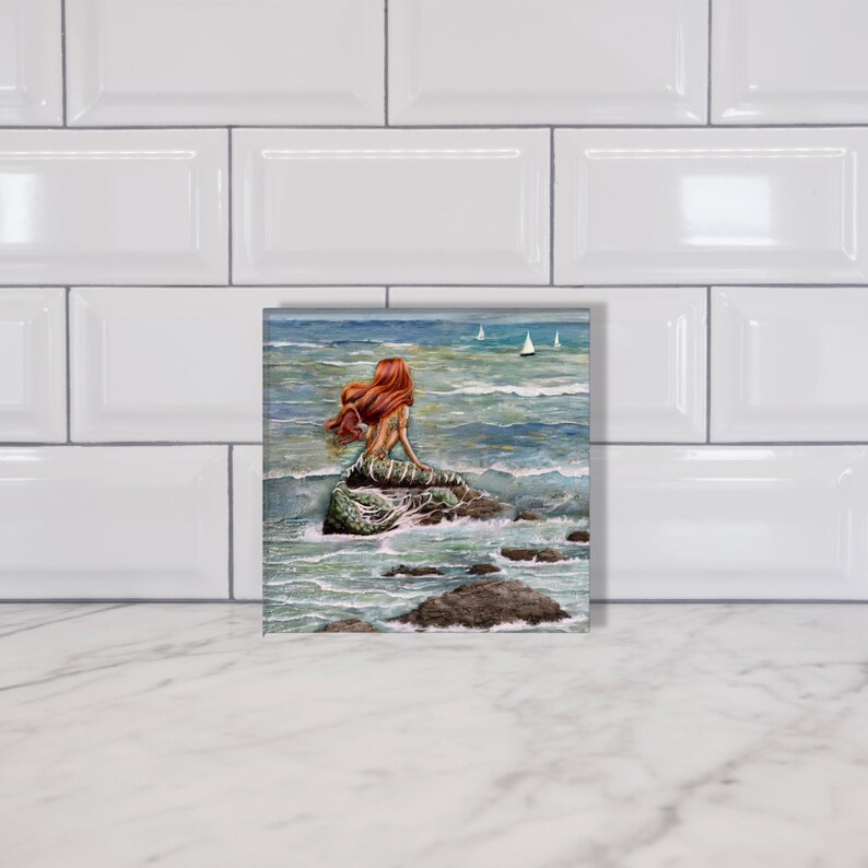 Mermaid Tile, Beach Home Decor, Backsplash Ceramic Ocean Accent - Etsy
