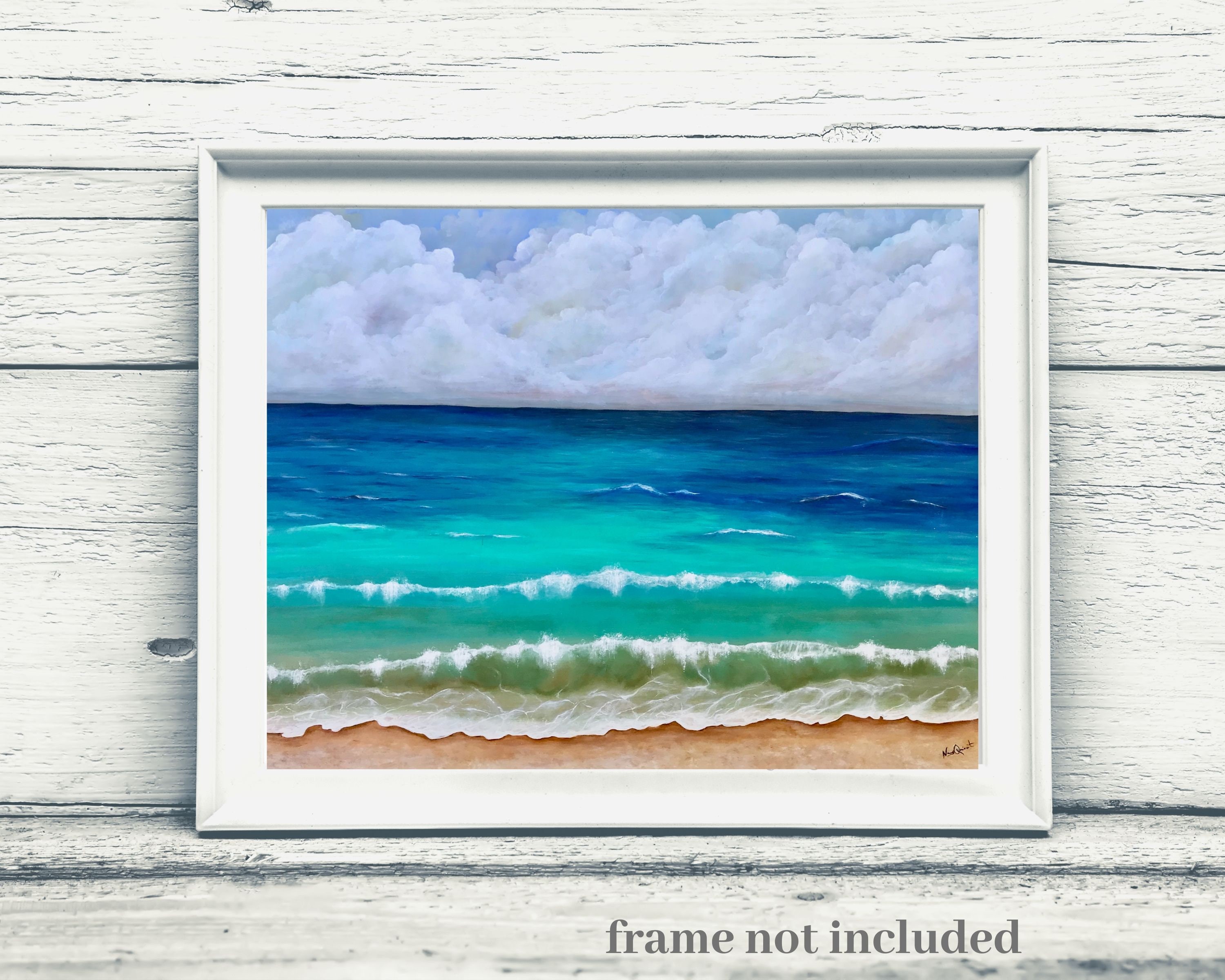 Beach painting ocean wall art print | Etsy